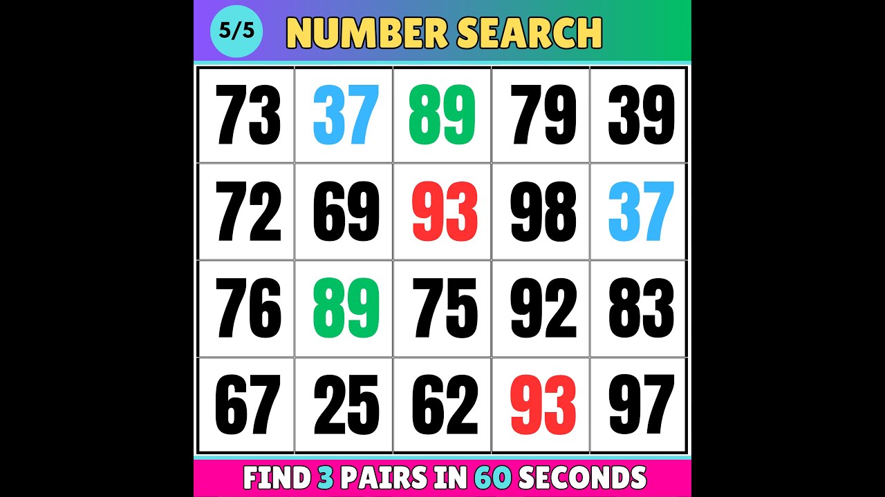 Ultimate Number Search Challenge! 🧠 Can You Find All the Hidden Numbers ...