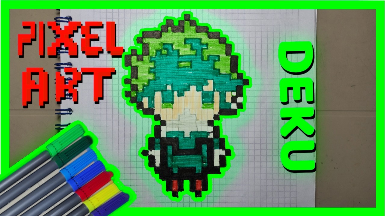 💚 Dibuja a DEKU EN PIXEL ART DE MY HERO ACADEMIA - YouTube
