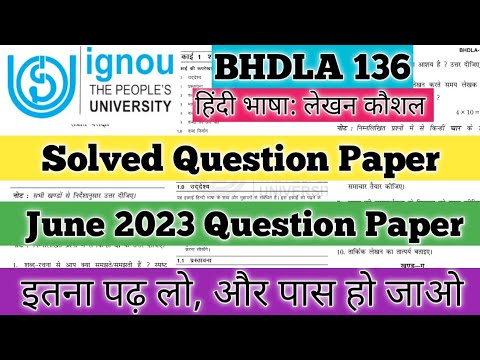 BHDLA 136 Solved Question Paper June 2023 IGNOU BHDLA 136 Important ...