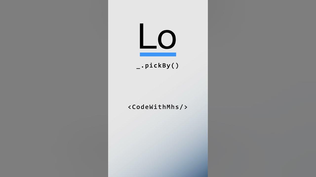Lodash Pickby Code With Mhs Programming Shorts Coding Javascript Youtube