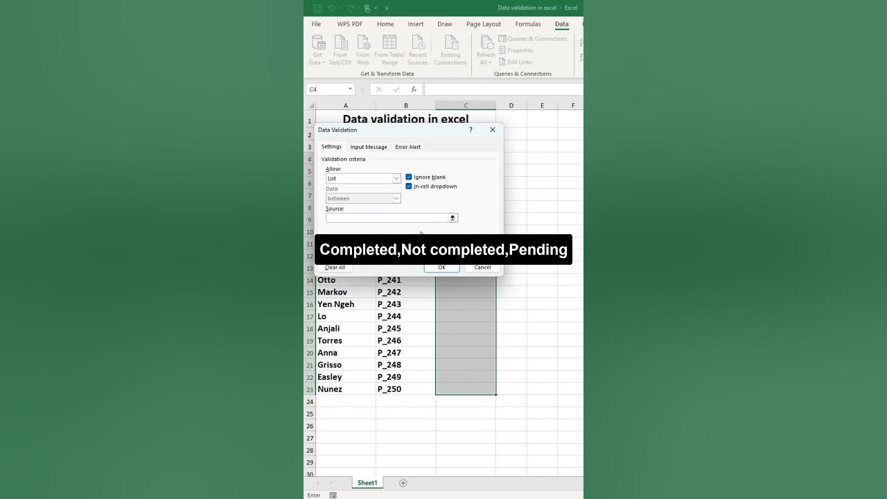 Data Validation In Excel ๐ฏ Exceltutorial Exceltips Exceltricks