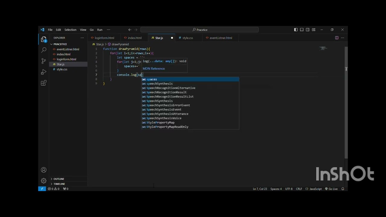 Pyramid Pattern In Javascript Html Coding Htmlcss Javascript Youtube 4301