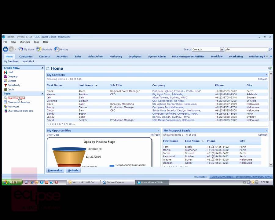 Pivotal - Searching Pivotal 6 CRM - Eclipse - YouTube