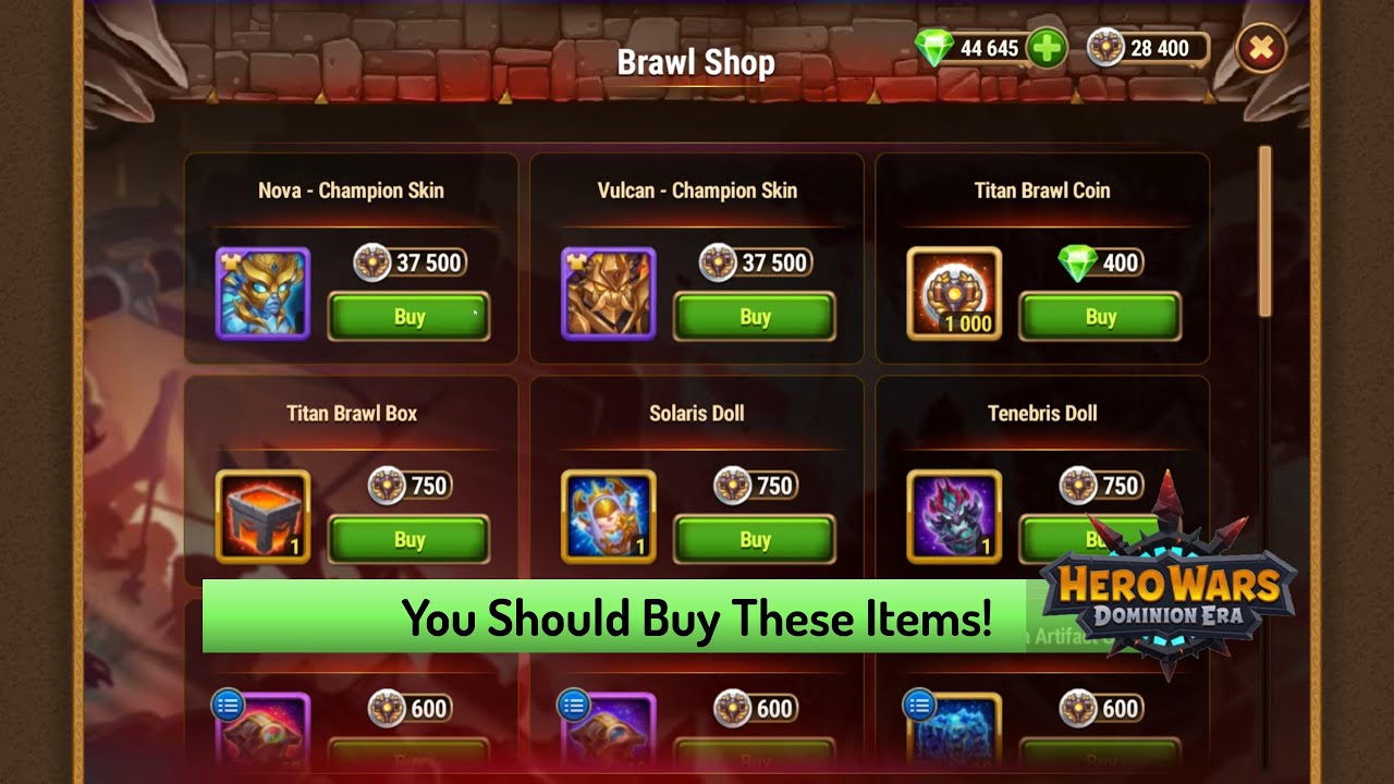 Best Items to Buy in Titan Brawls Shop! — Hero Wars: Dominion Era - YouTube