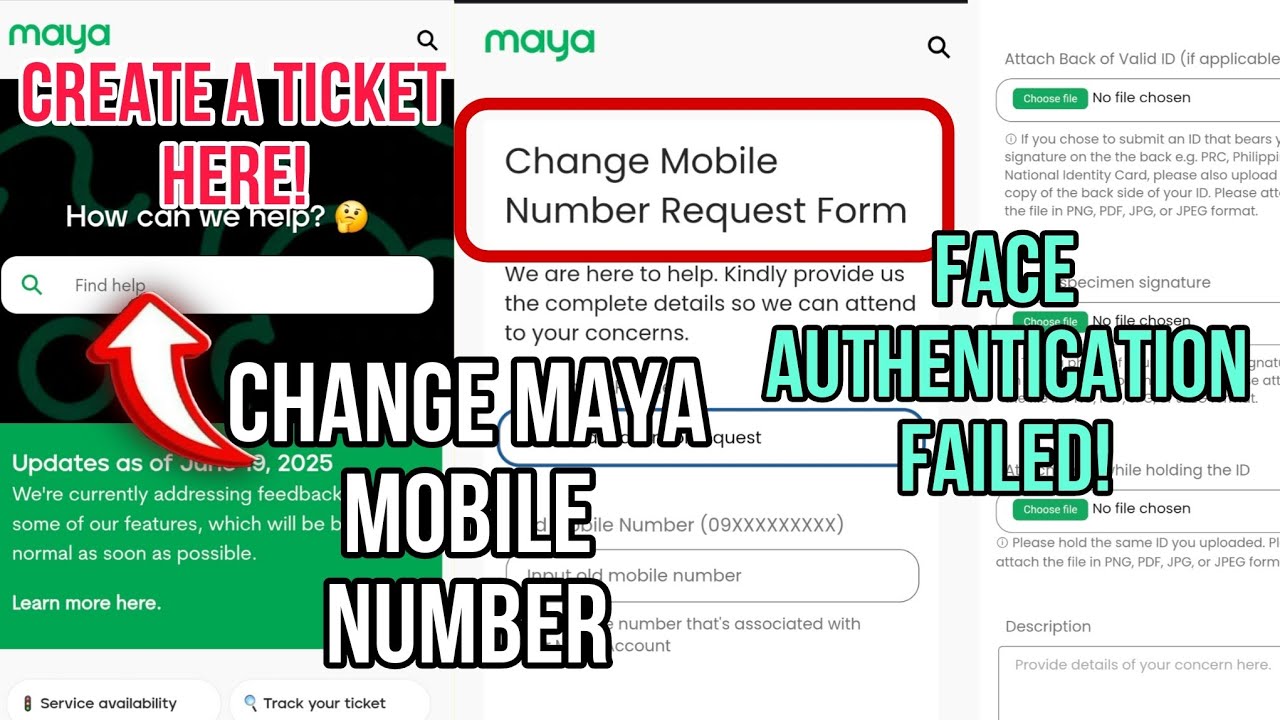 CHANGE MAYA MOBILE NUMBER/FACE AUTHENTICATION FAILED!(TRY NIYO GUMAWA ...