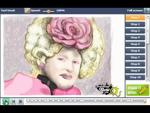 How to draw Effie Trinket from The Hunger Games - YouTube