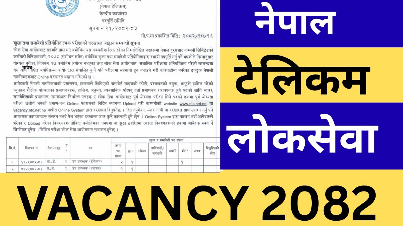 Nepal Telecom Loksewa Vacancy 2082 | NTC Loksewa Vacancy 2082 | NTC ...