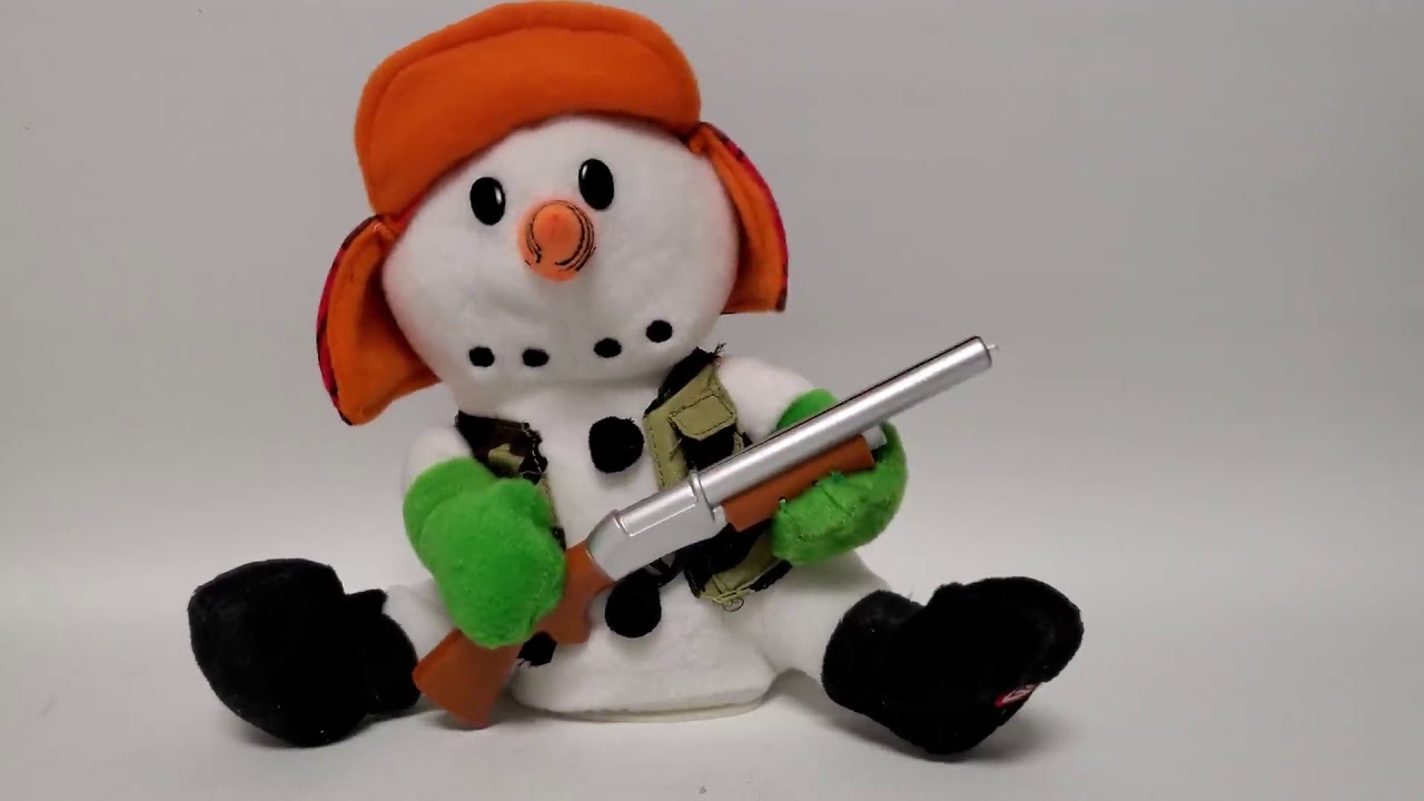 Gemmy Hunter Snowman Shotgun Rifle Animated Plush Sings Deck the Halls ...
