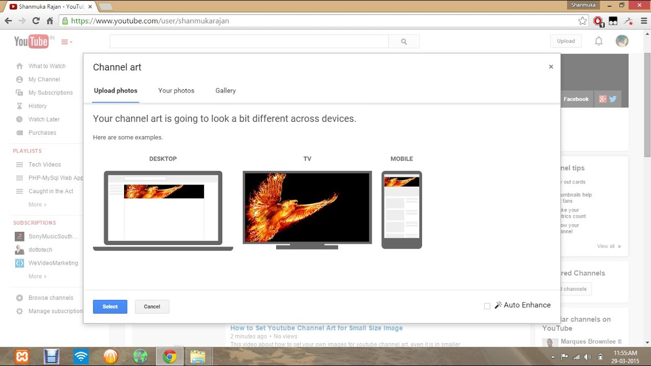 How to Set Youtube Channel Art for Small Size Image - YouTube