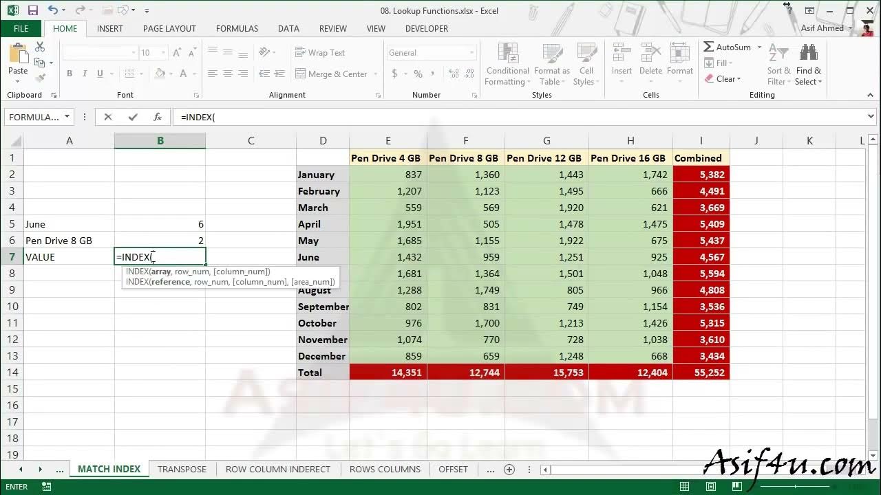 Excel Advanced Functions Training Bangla 35 Use MATCH and INDEX function in Excel - YouTube