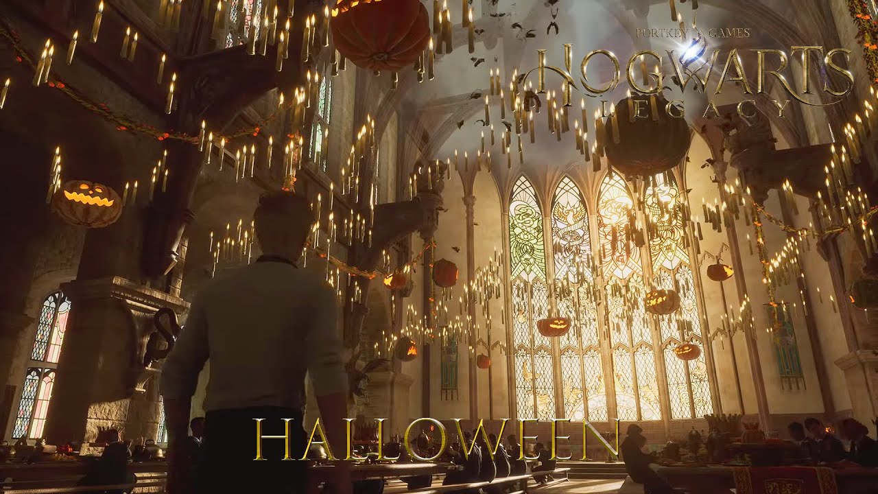 Halloween at Hogwarts & Hogsmeade Tour in Hogwarts Legacy - YouTube