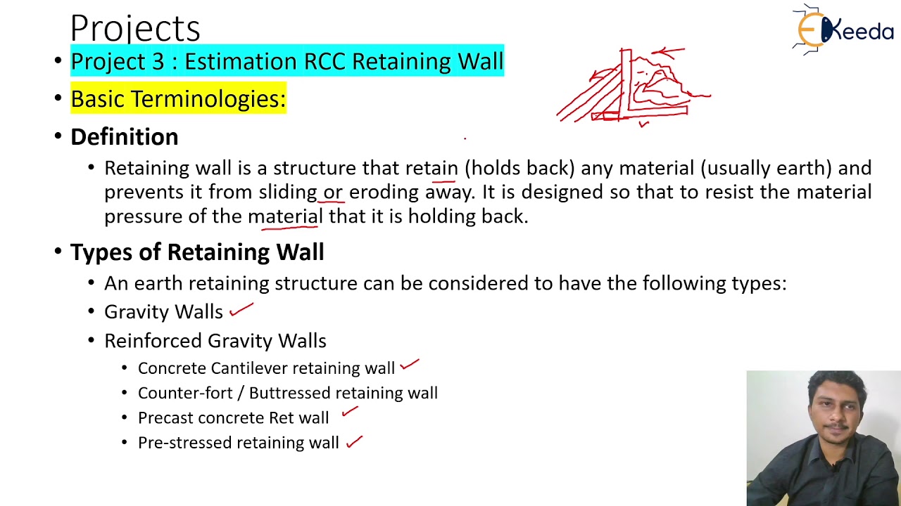 Project 3 Estimation RCC Retaining Wall Basic Terminologies - YouTube