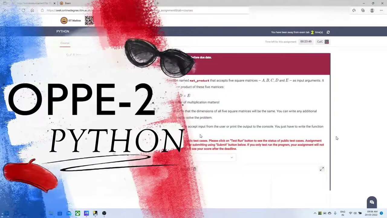 Mat Product Iitm Oppe 2 March 2022 Python Oppe Youtube