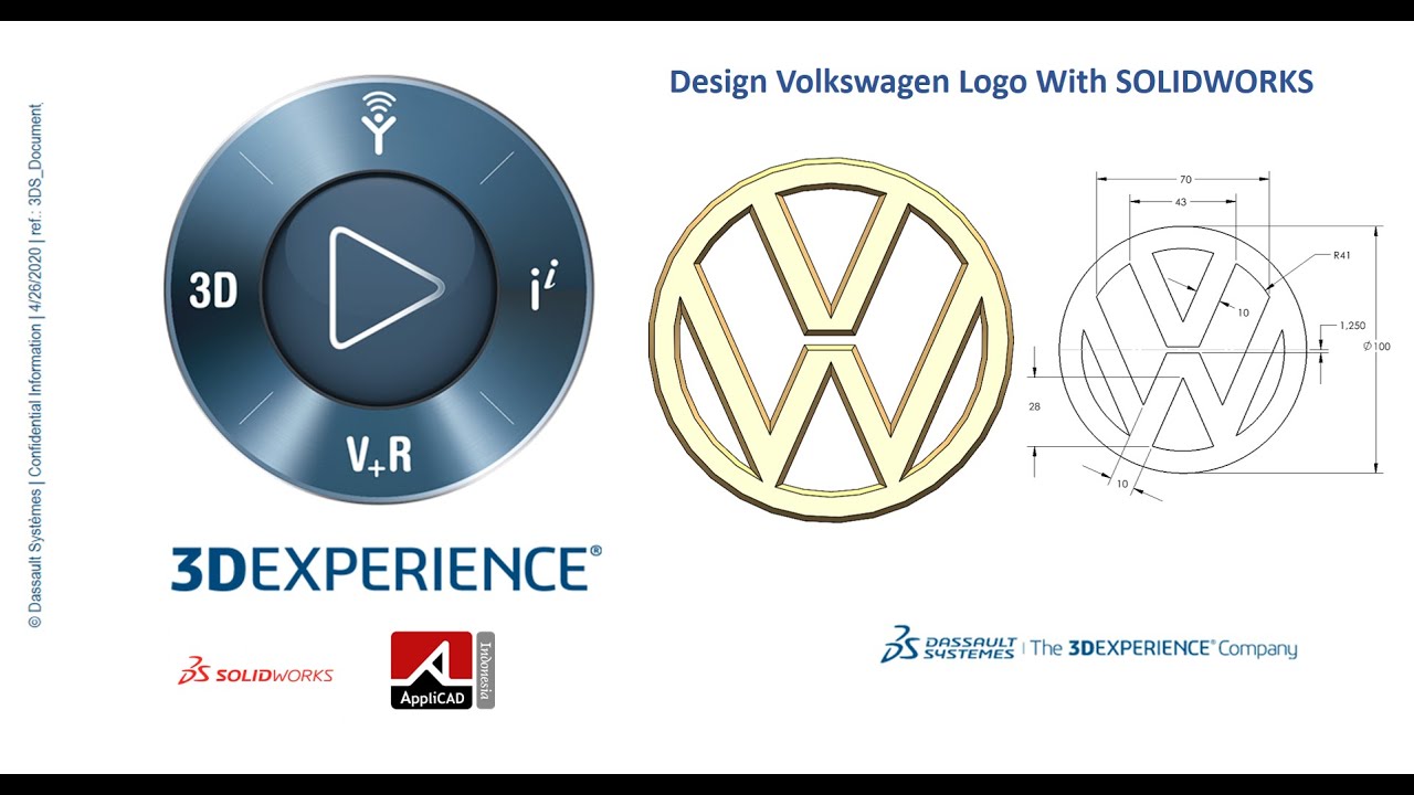 Volkswagen Logo Design - One Day One Part SOLIDWORKS Mantap Episode 50 ...
