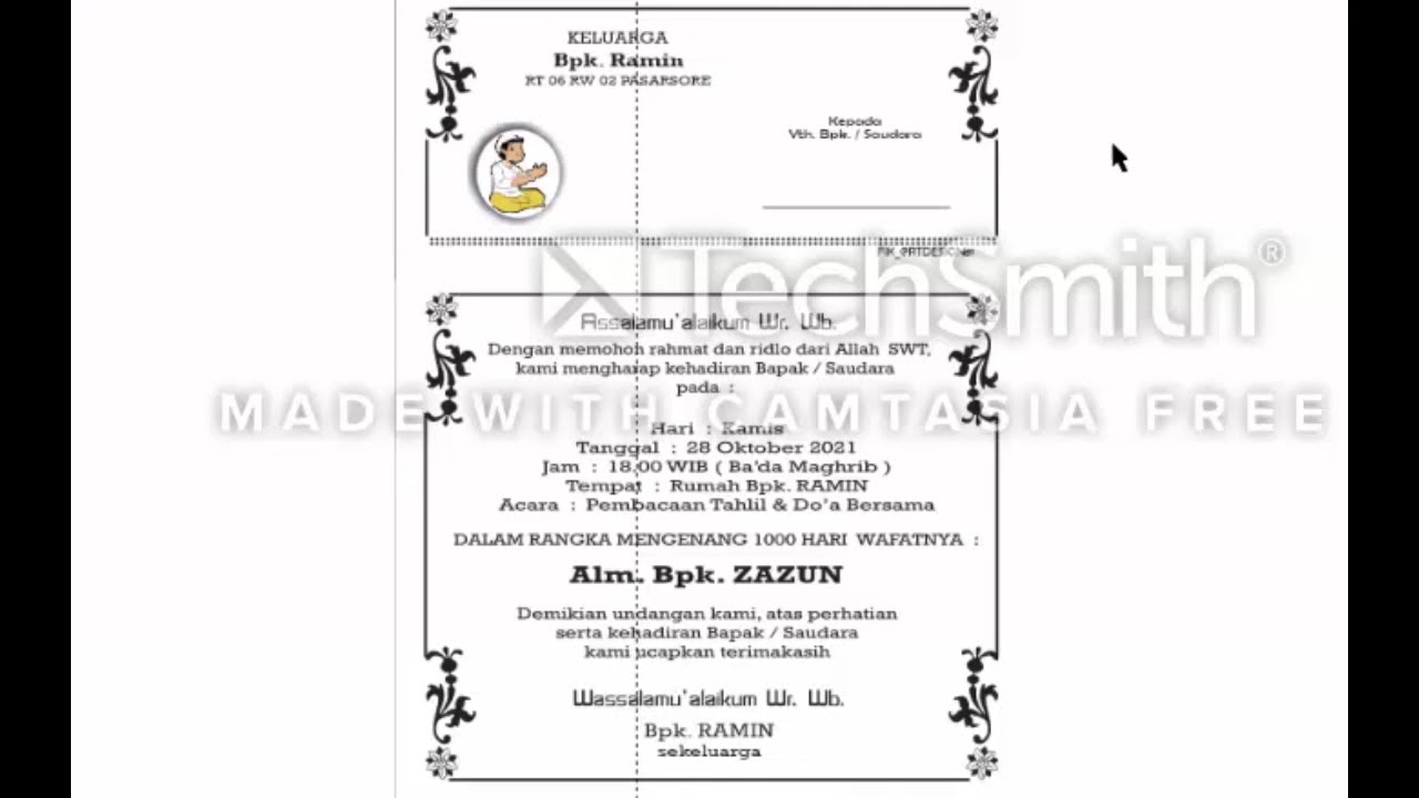 Template Desain Undangan Tahlil 40 100 1000 Hari Orang Meninggal ...