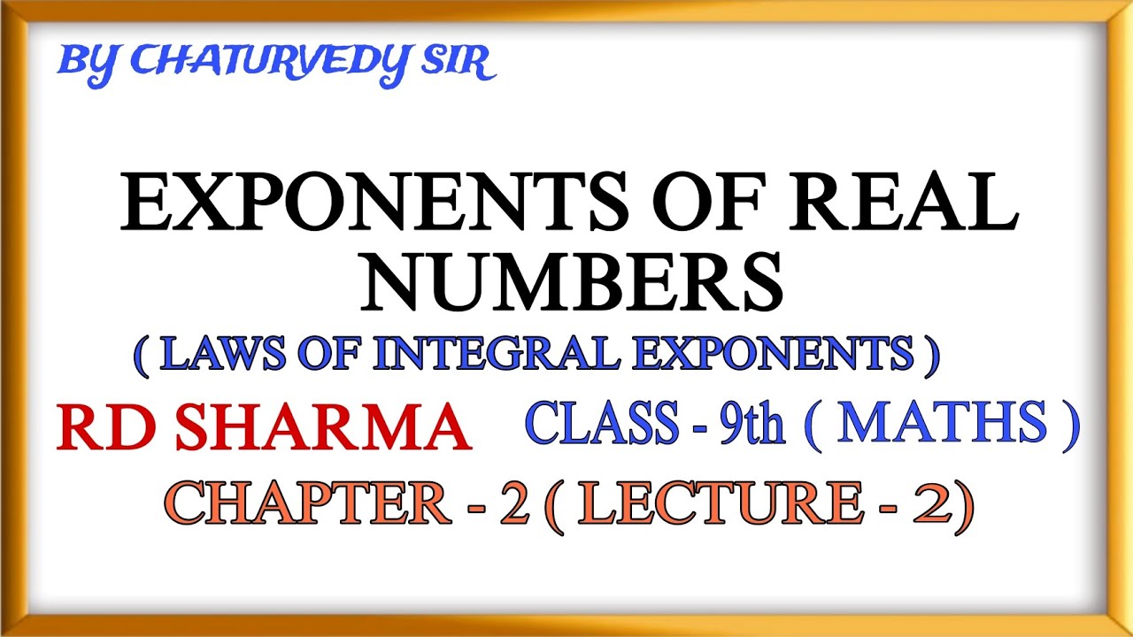 R D SHARMA CLASS 9th MATHS (EXPONENTS OF REAL NUMBERS)/DHANPAT RAI ...