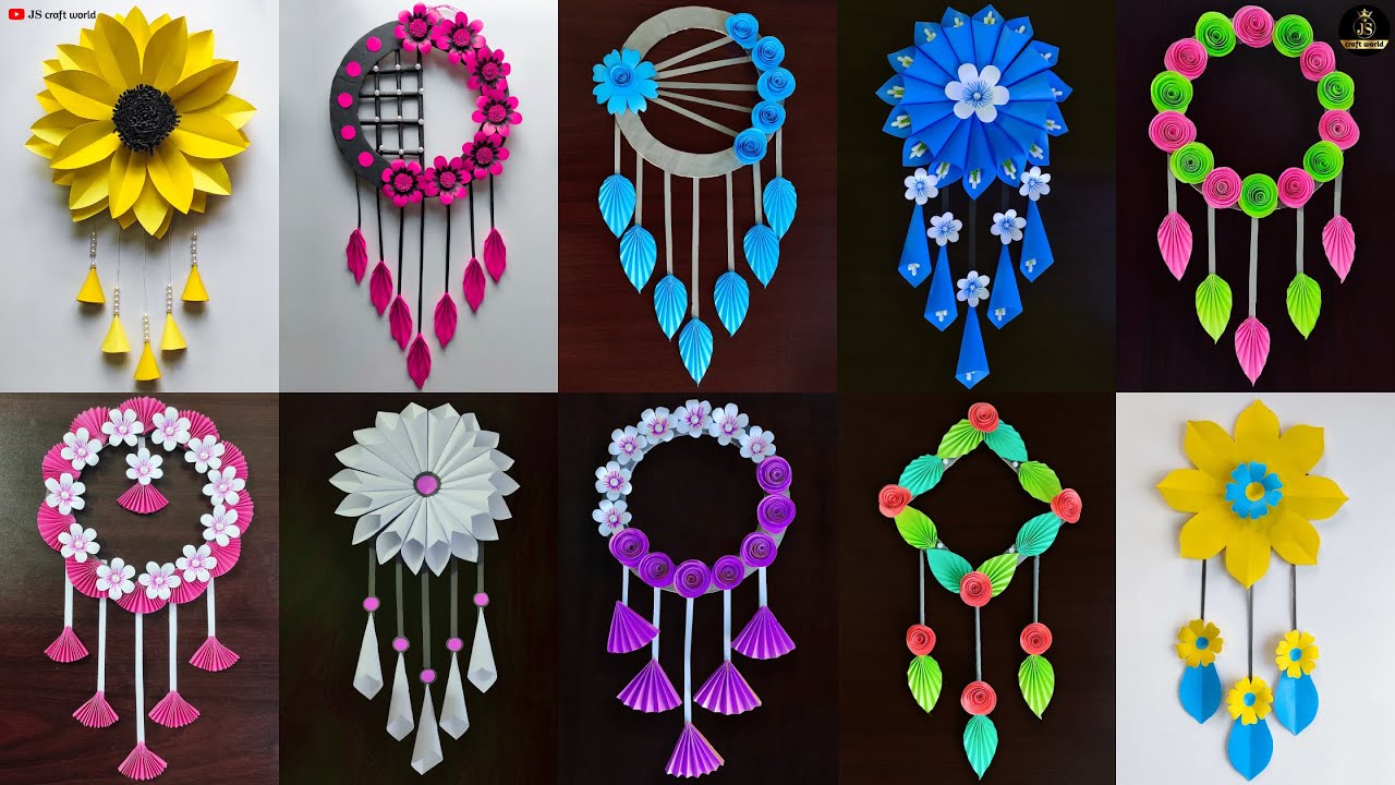 10 Easy & Quick Wall Hanging Craft Ideas / Unique Paper Wall mate, A4 ...