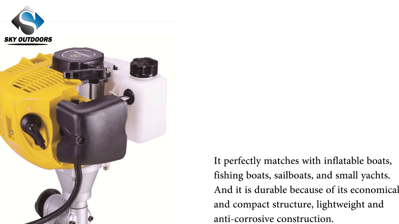 SKY2 5 HP yellow outboard motor engine inflatable yacht - YouTube