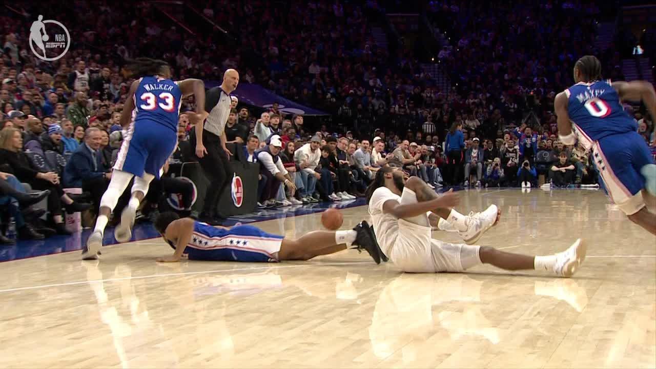 Darius Garland exits 76ers-Cavs with apparent right leg injury | NBA on ...