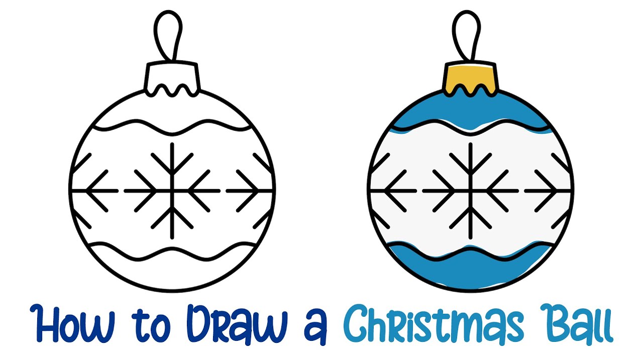 How to Draw a Christmas Ball with Snowflakes Step by Step - Super Easy ...