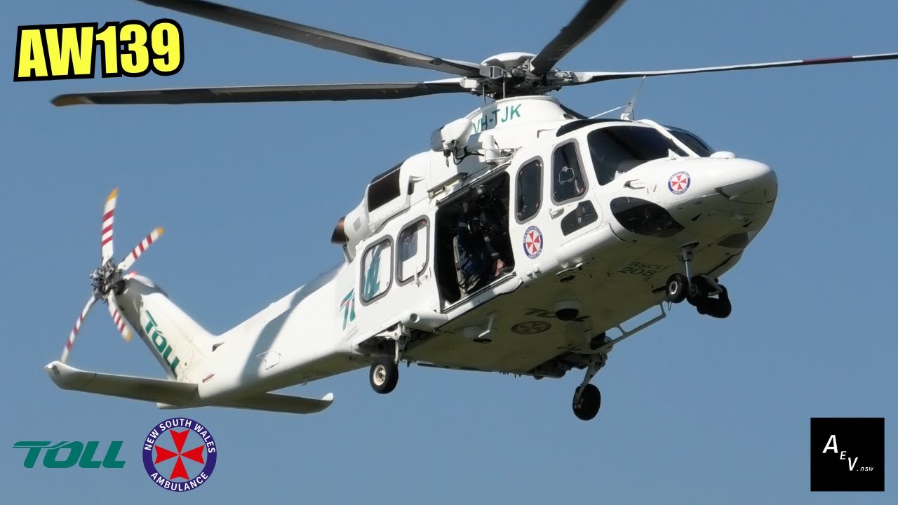 ⁴ᴷ TOLL AMBULANCE RESCUE HELICOPTER * - NSWAS - RESCUE 208 lands with ...
