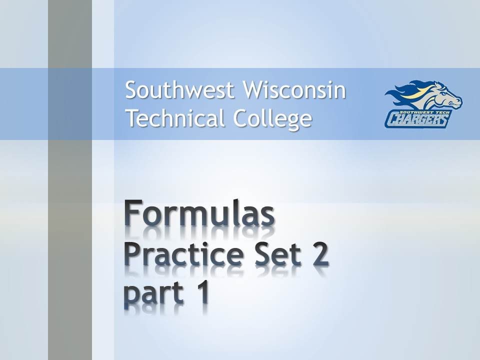 Math Review - Formulas Chapter Practice Set 2, Pt 1 "Order of ...