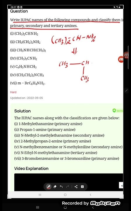 Write IUPAC names of the following compounds and classify them into primary, secondary and ...