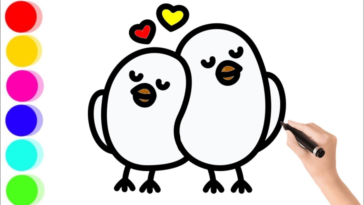 Love bird drawing | couple bird drawing | bird drawing - YouTube
