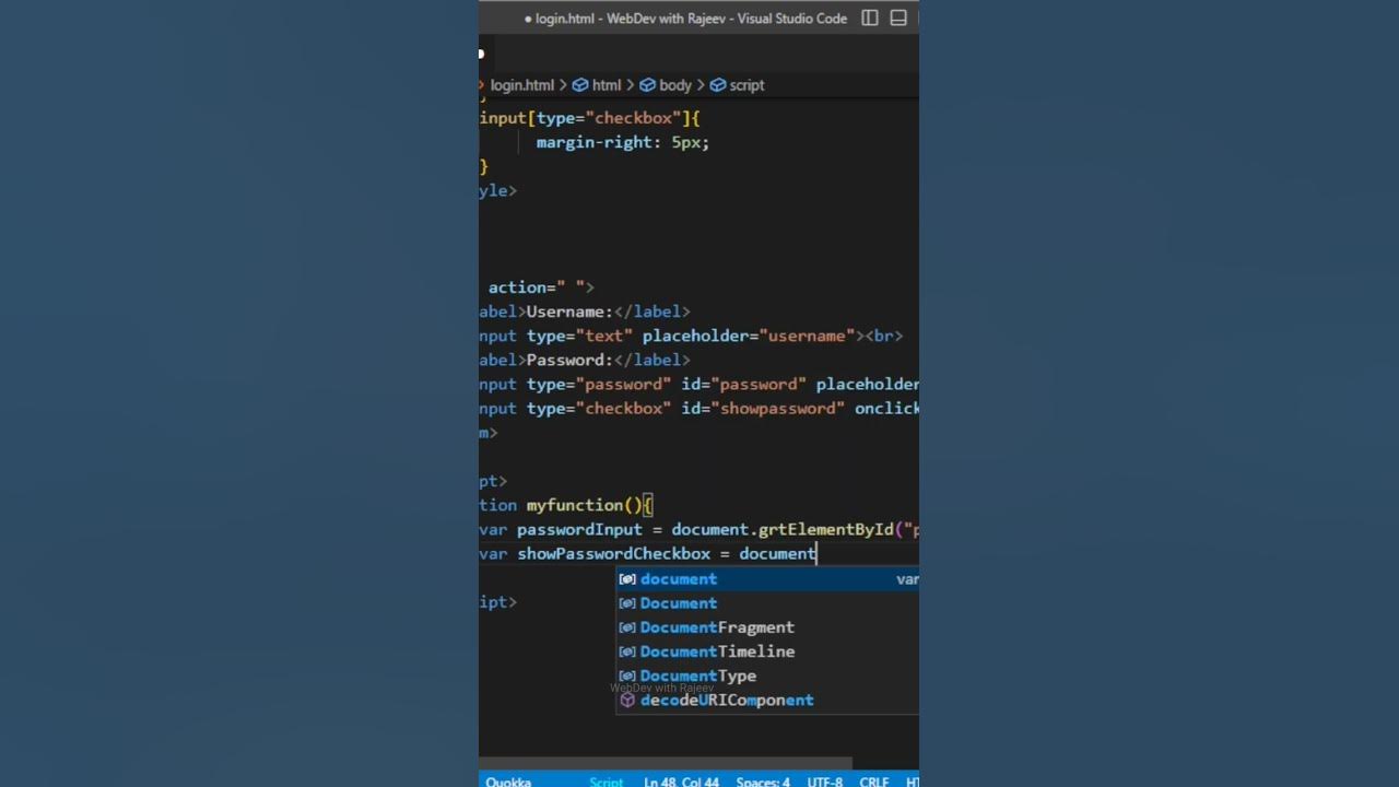 Password Show And Hide Using Html And Javascript Javascript Html5 Webdevwithrajeev Css