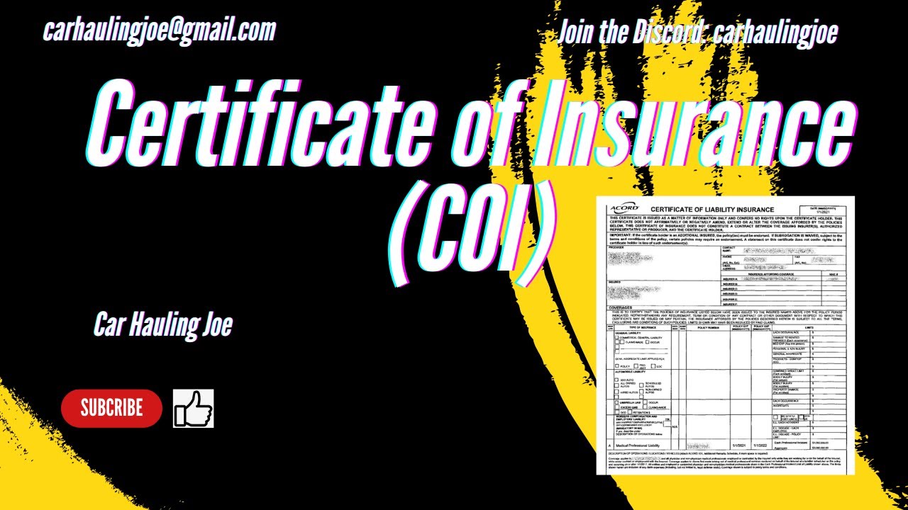 Certificate of Insurance (COI's) - YouTube