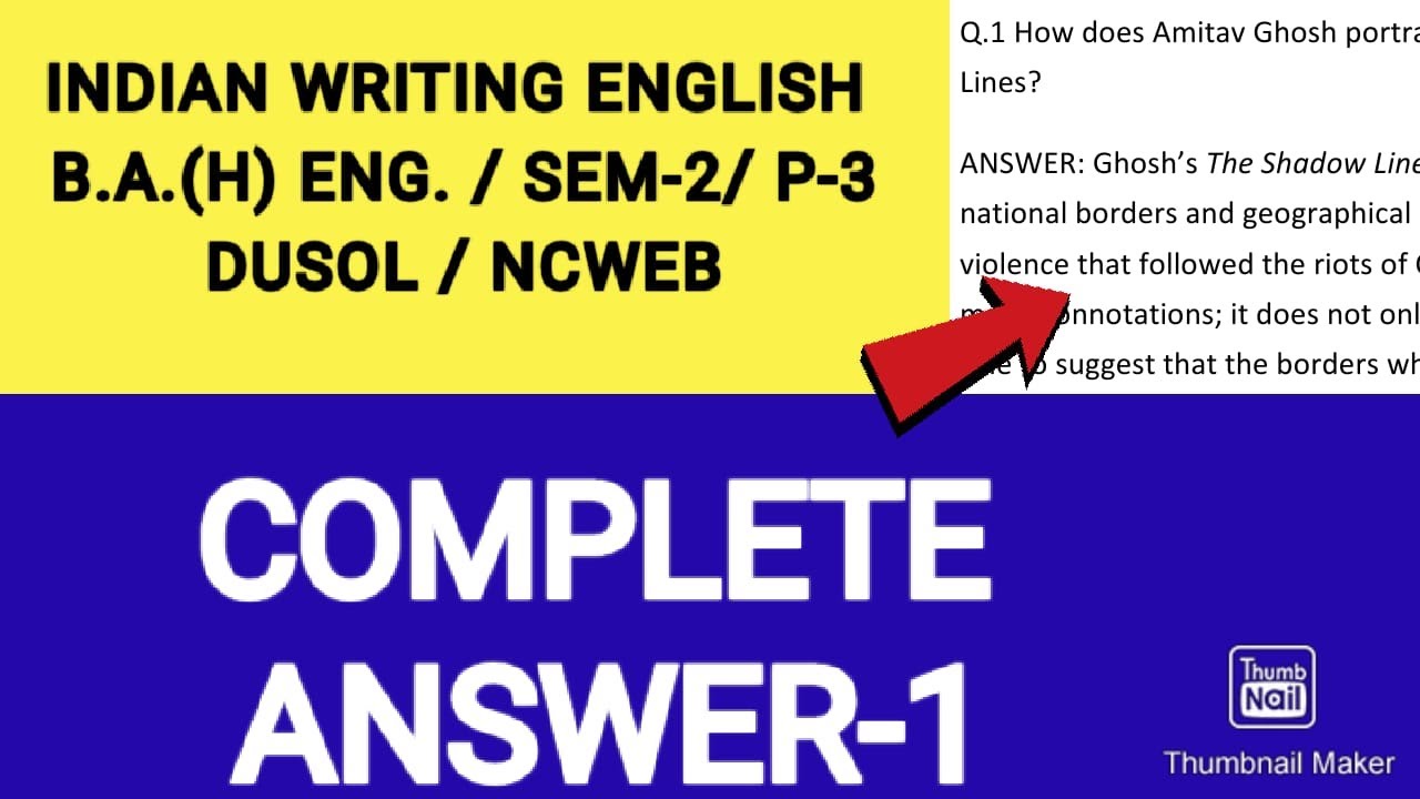 Indian Writing in English/ Paper-III Ans-1 (Assg) B.A. (Hons) English ...