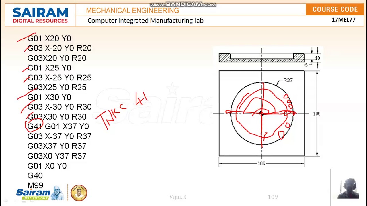 Lab video 17MEL77 CIM Lab CIRCULAR POCKET MILL EXPT 12 R vijai - YouTube