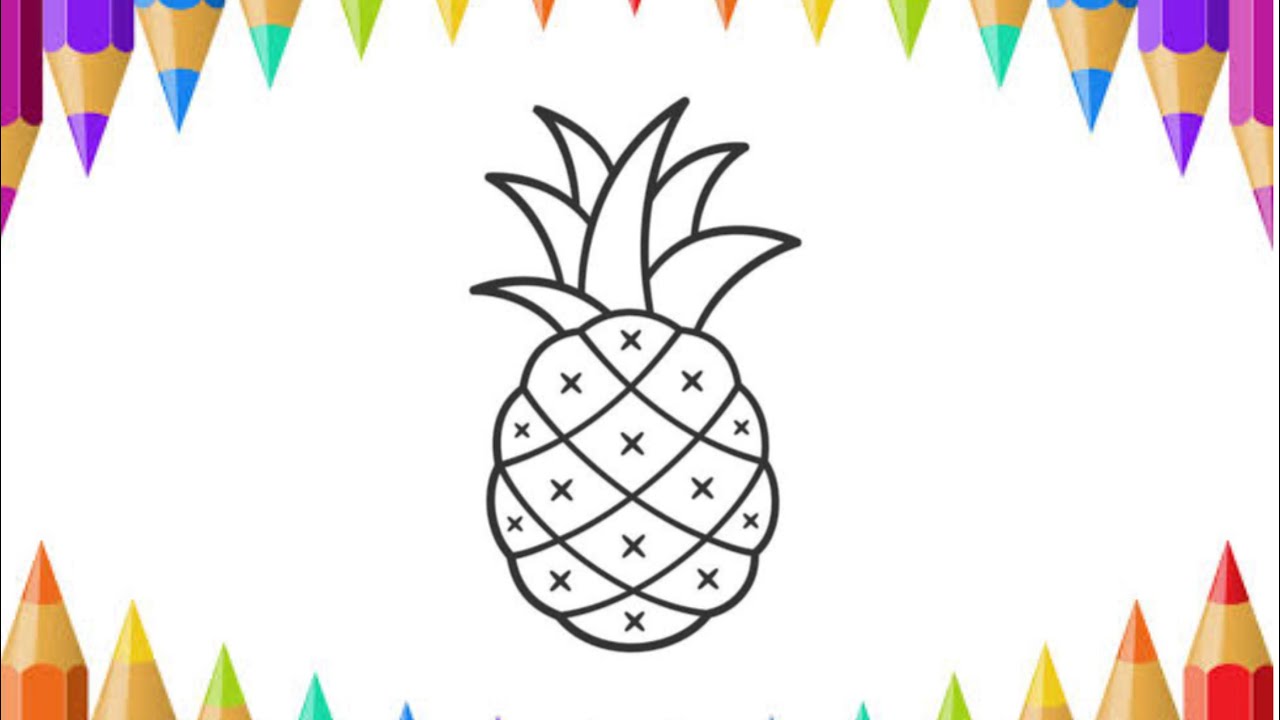 How to draw and colour pineapple 🍍 || Easy step by step drawing and ...