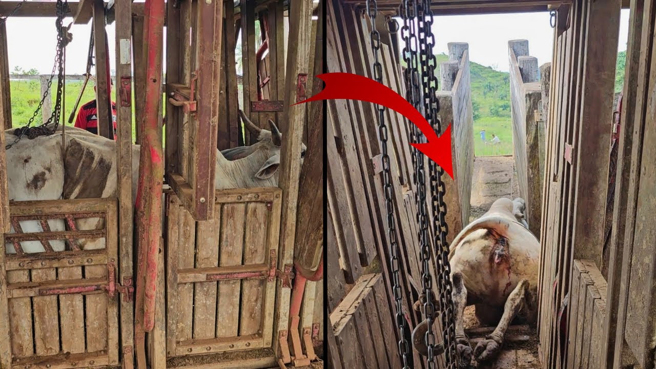 SUFOCO PARA RETIRAR VACA ENGANCHADA NO BRETE 😢 - YouTube