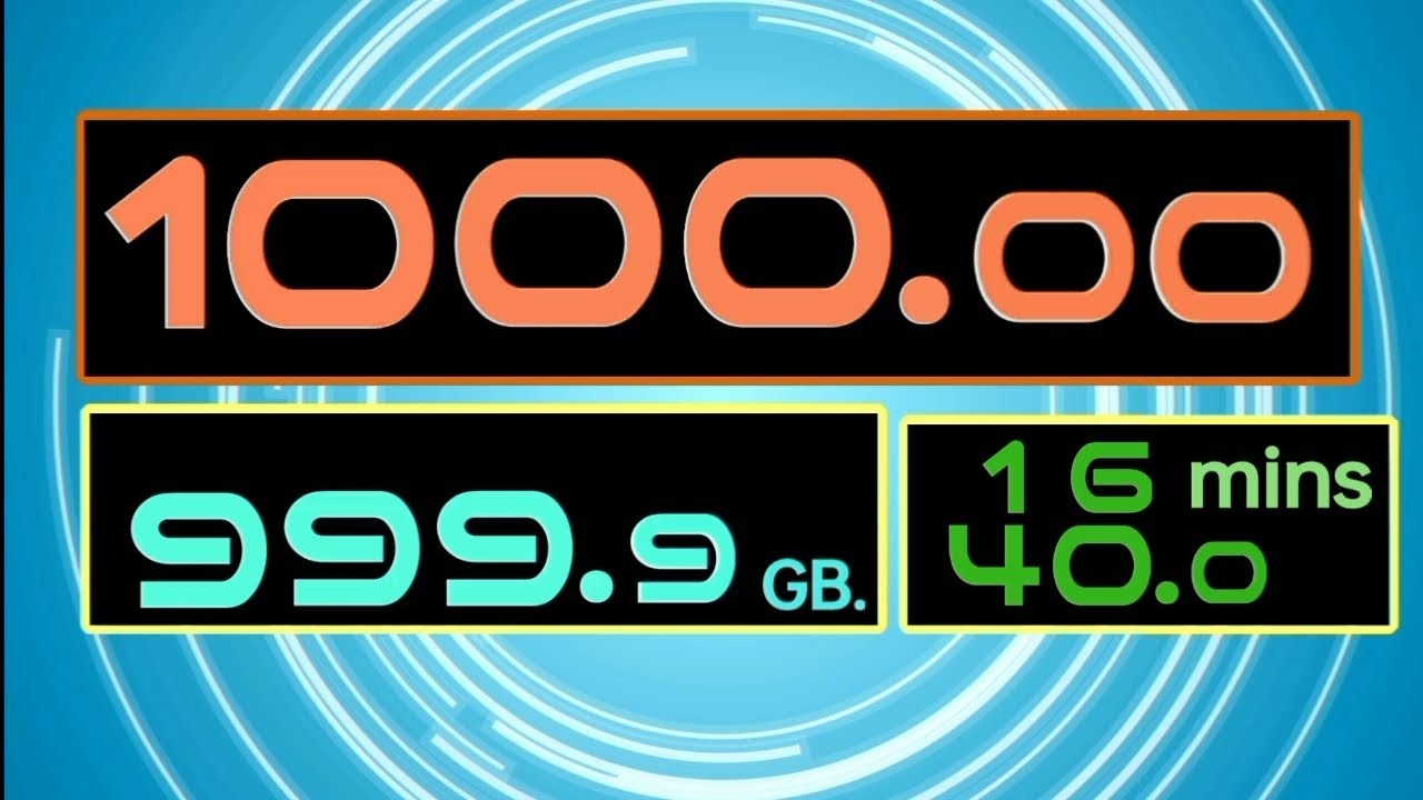 1,000 Seconds Countdown 999.9GB. Gigabyte Mobile data full clear data ...