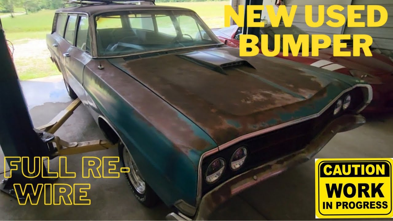 Bumper Swap and Wiring on the '68 Ford Wagon - YouTube