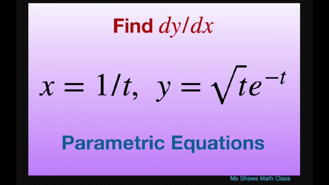 Find dy/dx for x =1/t and y = sqrt(t)e^(-t). Parametric equations ...
