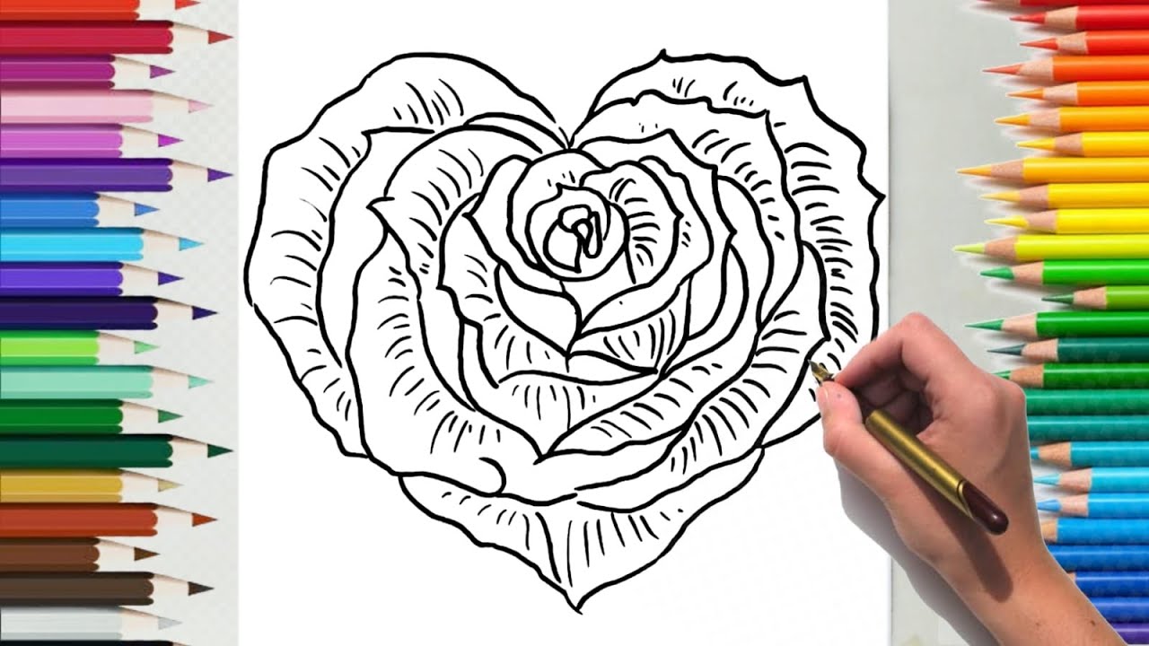 How To Draw Valentine's Day Drawing of Heart Flower - YouTube