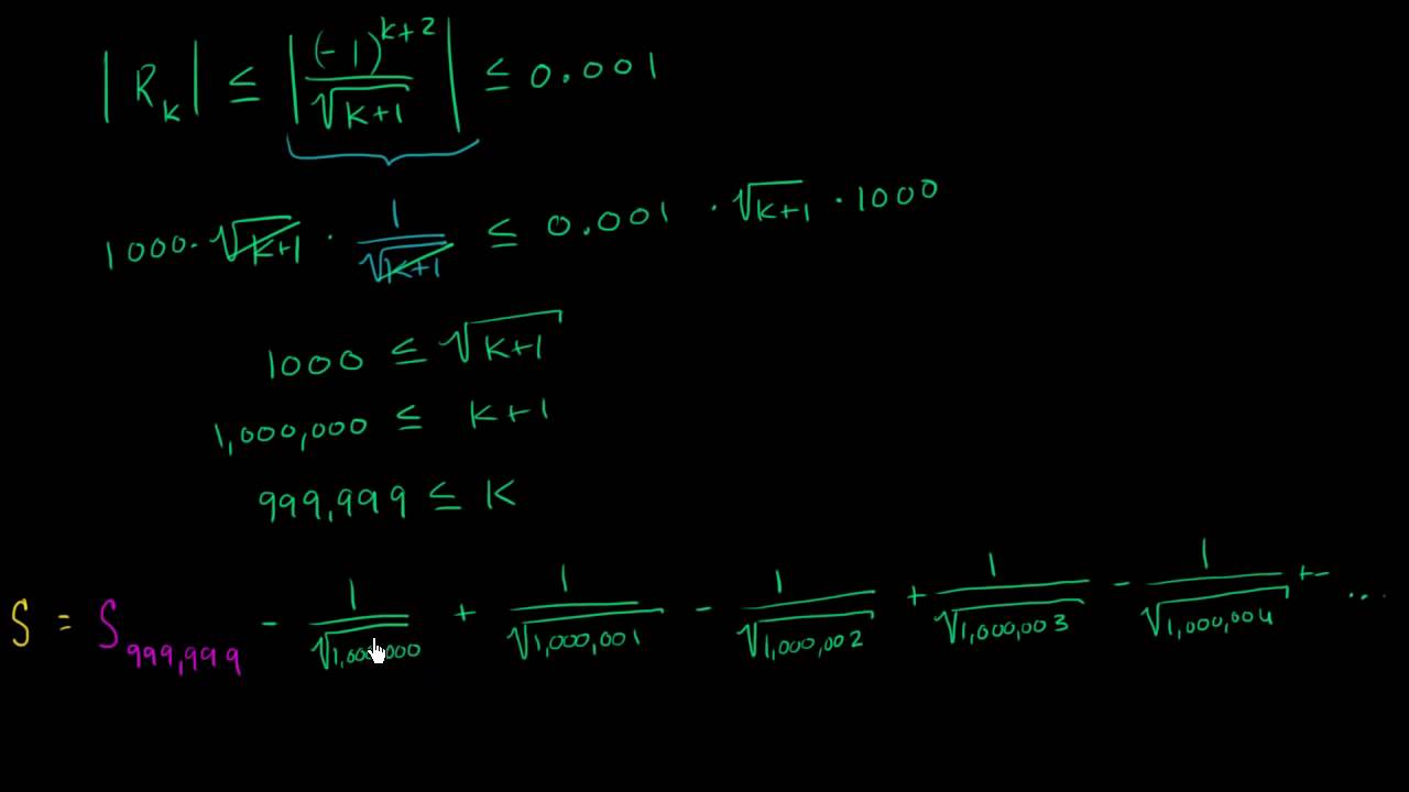 Alternating Series Estimation Theorem - YouTube