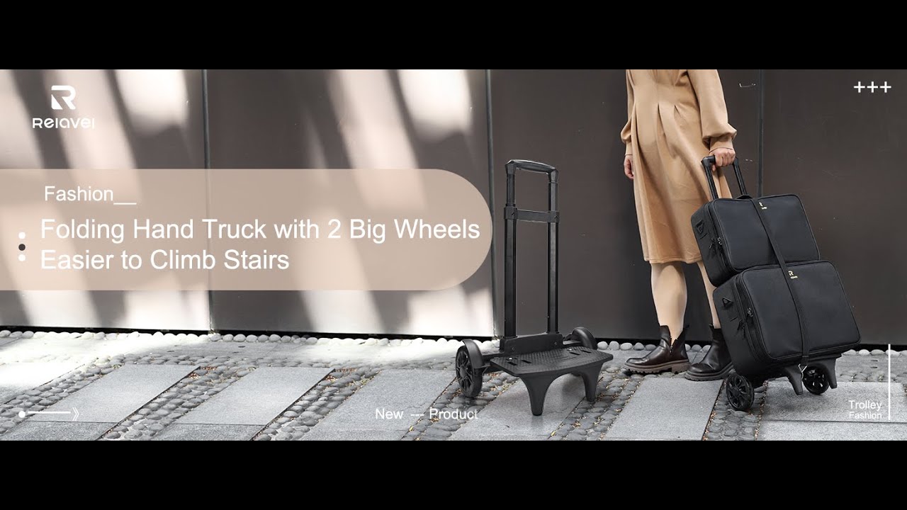 Relavel Folding Hand Truck, Lightweight Dolly Cart with 2 Big Wheels ...