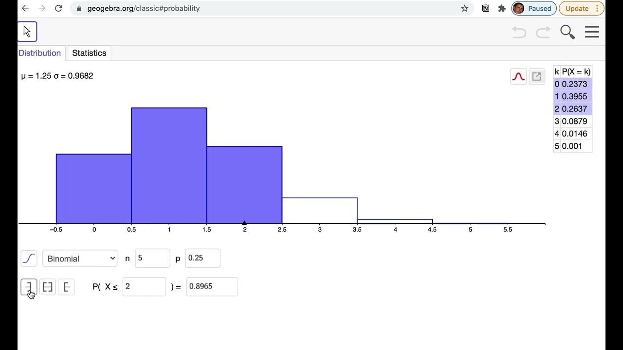 Geogebra Tutorial Binomial Histograms - YouTube
