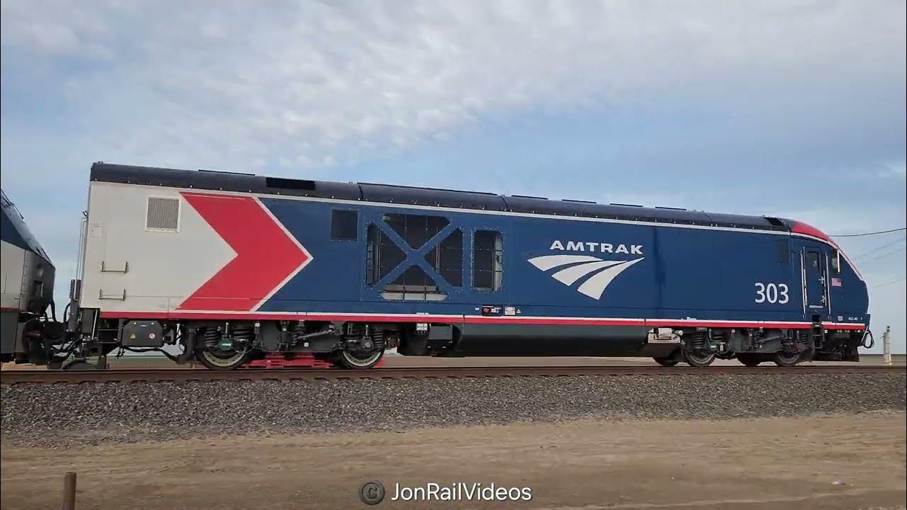 5/23/25 Pre: Amtrak Coast Starlight 11 with AMTK 303 & 135 flies through Division St-1 - YouTube
