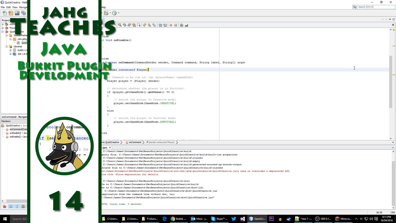 jahg Teaches Java - 14 - Updating to the Bukkit API for 1.9.2 - YouTube