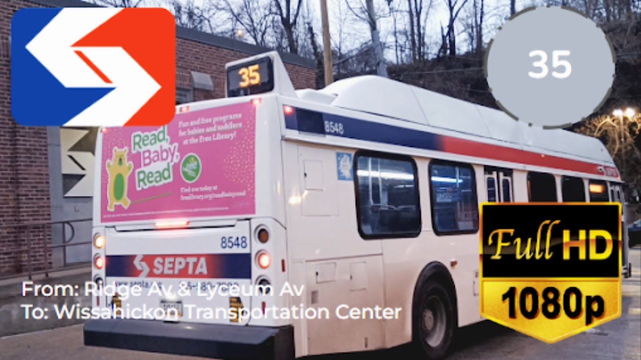 ONBOARD SEPTA 2011 Hybrid New Flyer DE40LFR #8548 on rt 35 (Ridge Av ...