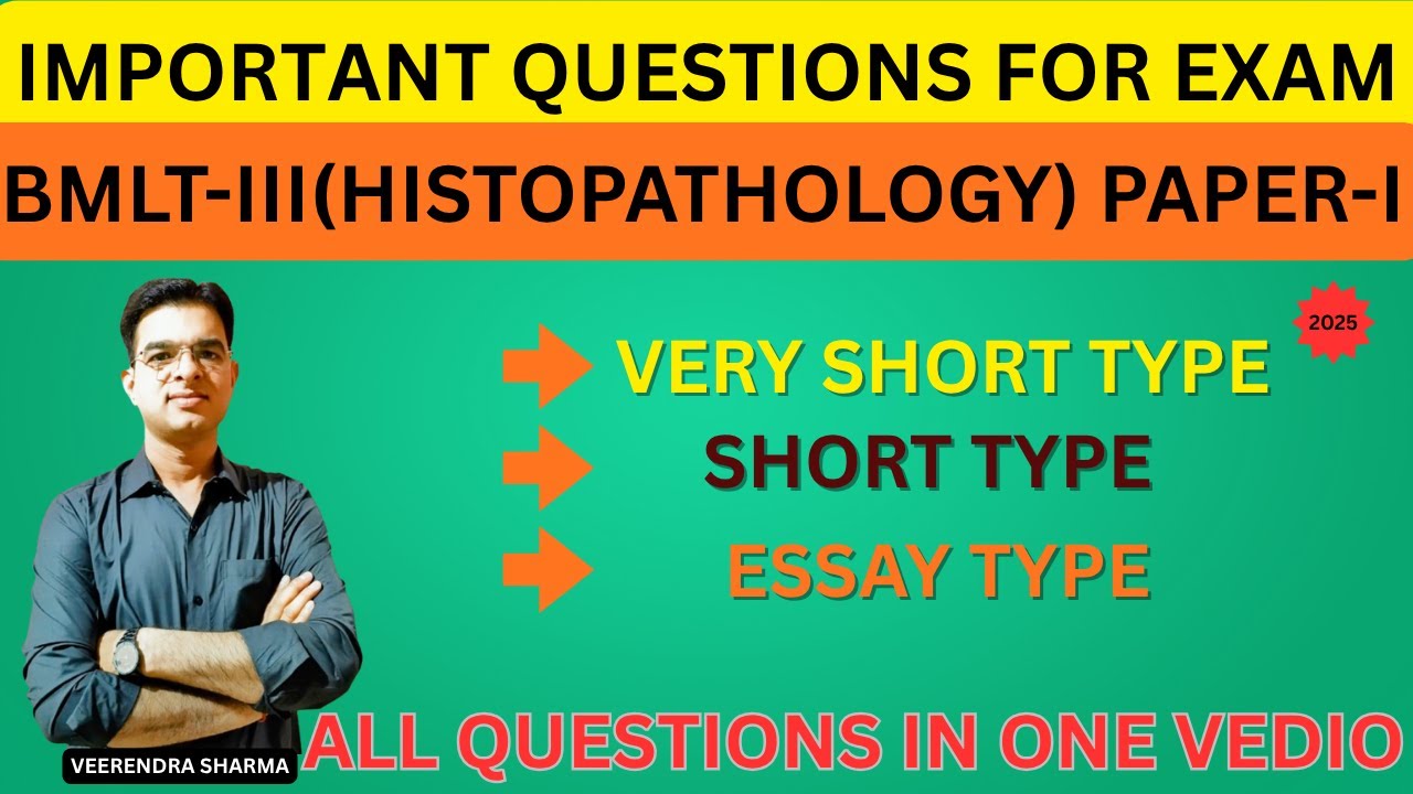 BMLT 3rd || HISTOPATHOLOGY || PAPER 1st || MOST IMPORTANT QUESTION 2025 ...