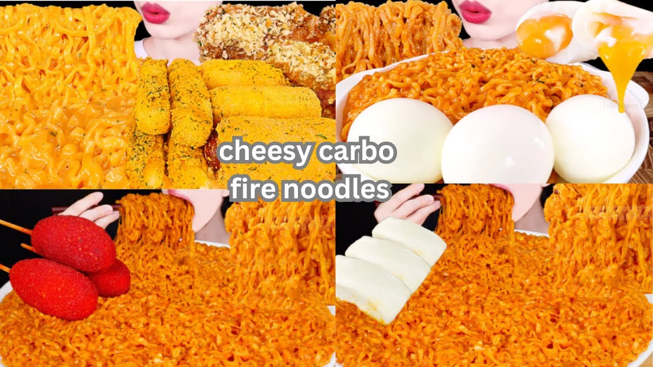 Cheesy carbo fire noodles asmr - YouTube