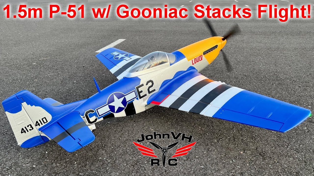 Eflite P-51D 1.5m Dusk Gooniac Stacks Flight Flybys, Touch and Goes ...