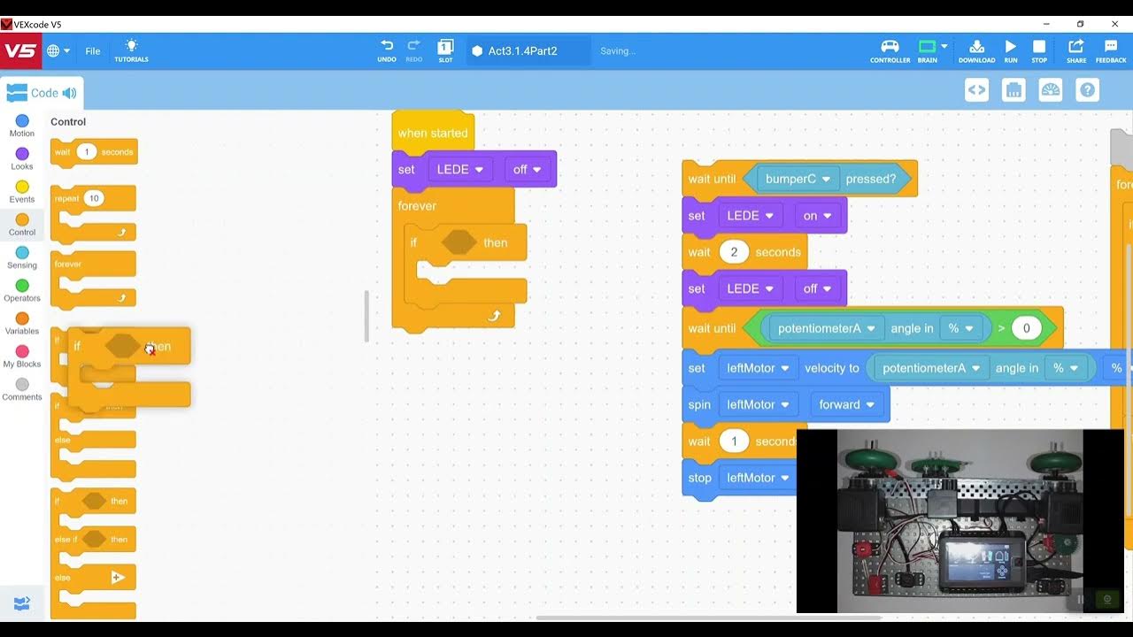 VEX V5 Activity 3.1.4 Part 2B: Wait Until vs If-then Statements - YouTube