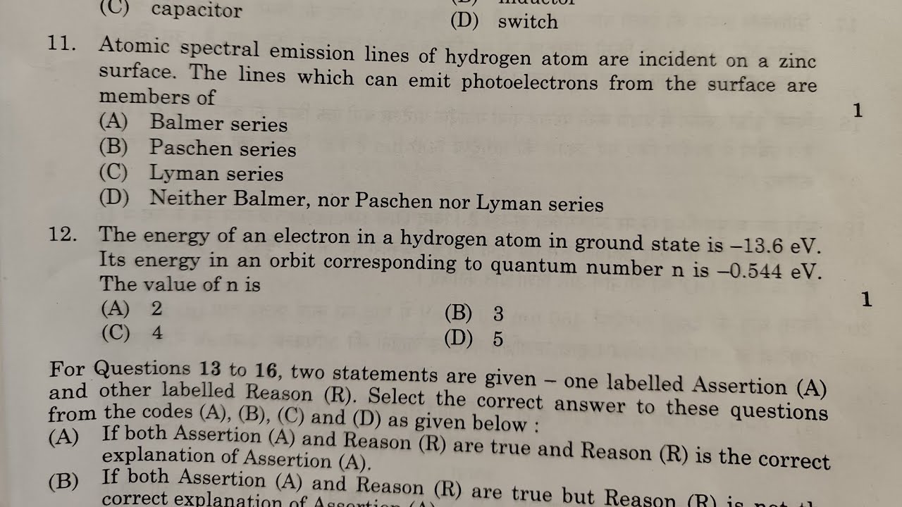 12th Class Physics Paper, CBSE BOARD-2025, SET-3, Section -A, Question ...
