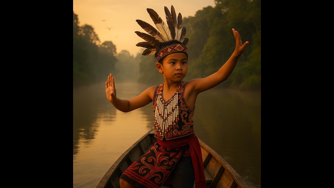 Tarian Dayak Viral! Anak Kecil Menari di Atas Perahu - YouTube